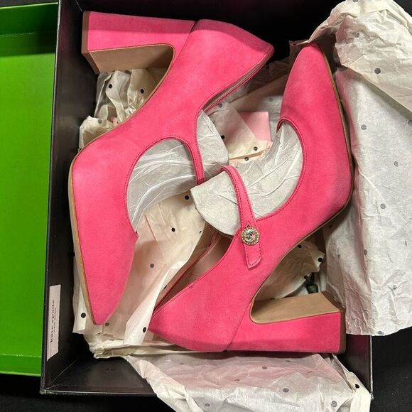 kate spade | Shoes | Newkate Spade Maren Pom Pom Pink Suede Mary Jane ...
